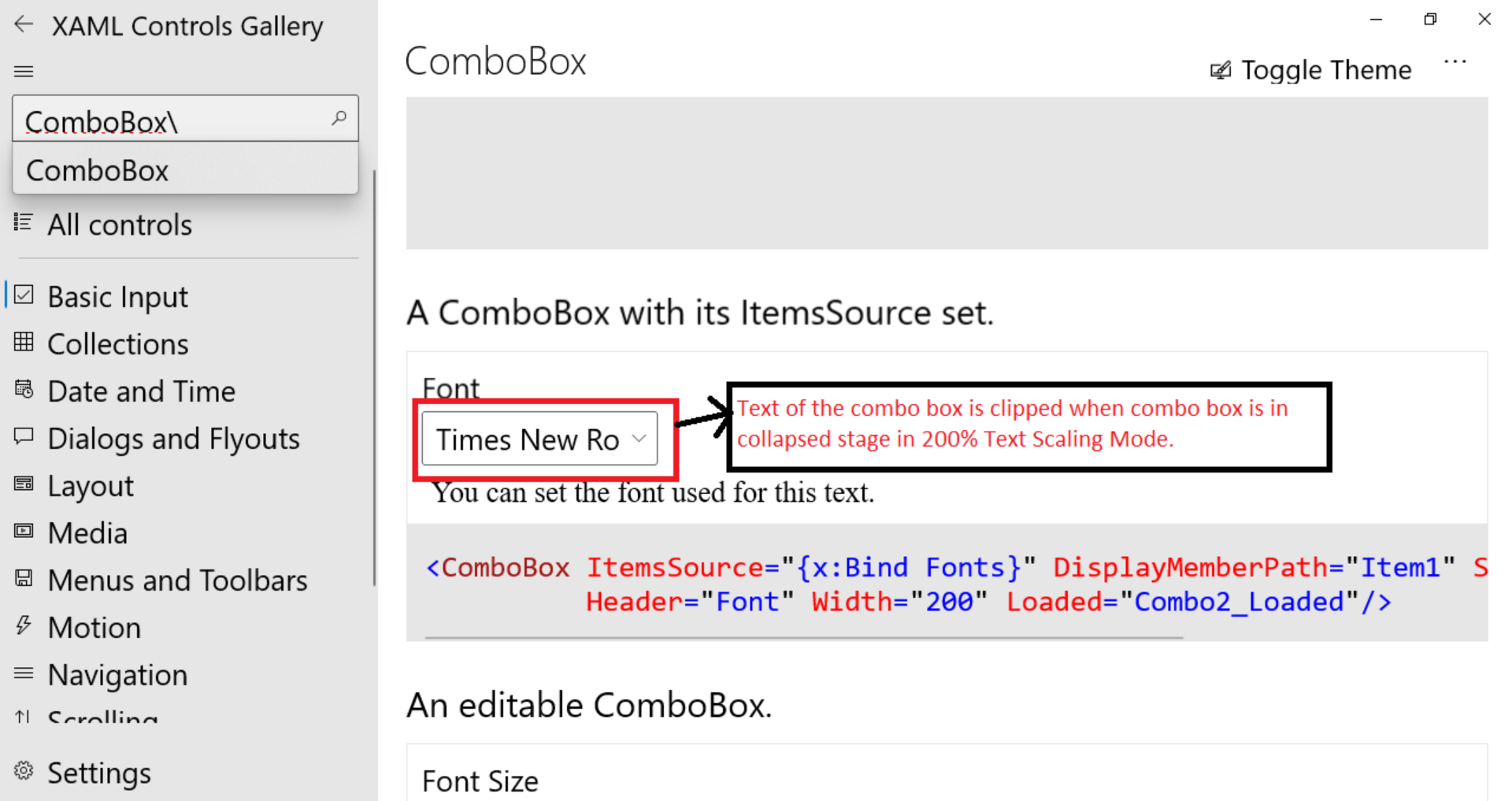 Text of the combo box in collapsed stage is getting clipped in 200% text scaling mode. · Issue ...