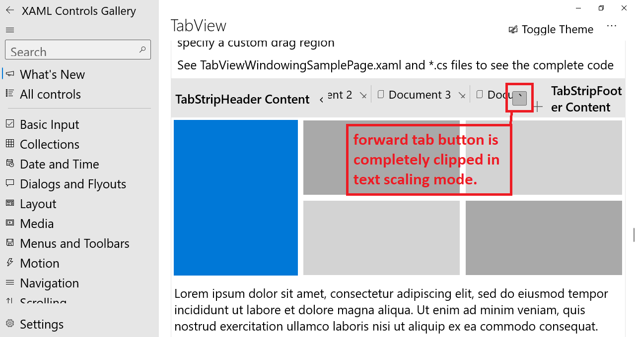 TabView: Forward tab button is clipped in 200% text scaling mode. · Issue #3527 · microsoft ...