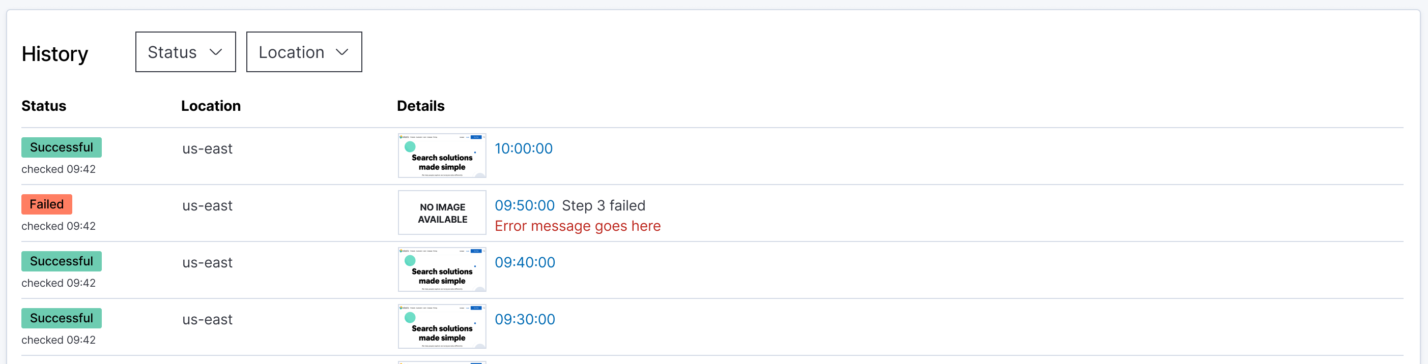 [Uptime] Synthetics details page not showing error summary in history · Issue #86577 · elastic ...