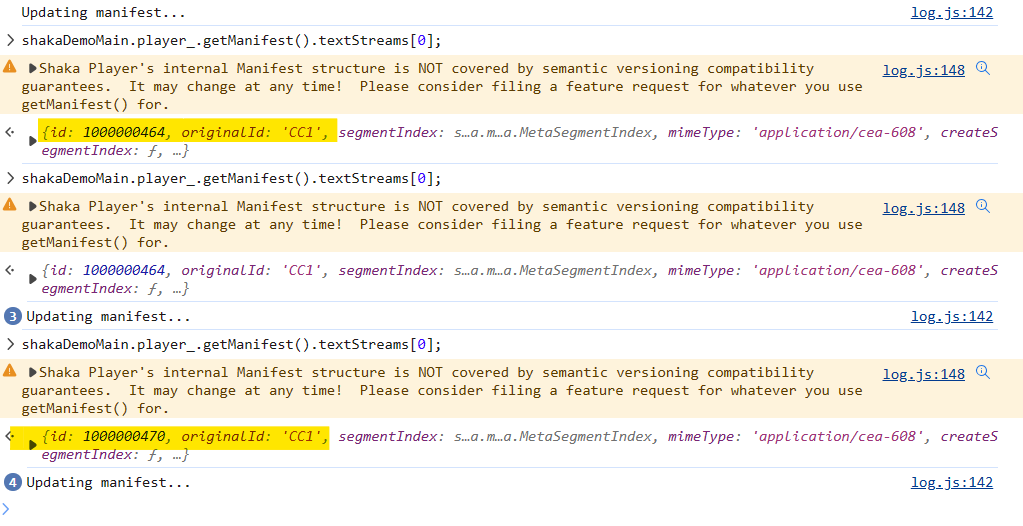 CEA-608 /708 Embedded captions in Dash livestream creating new text Stream object for each ...