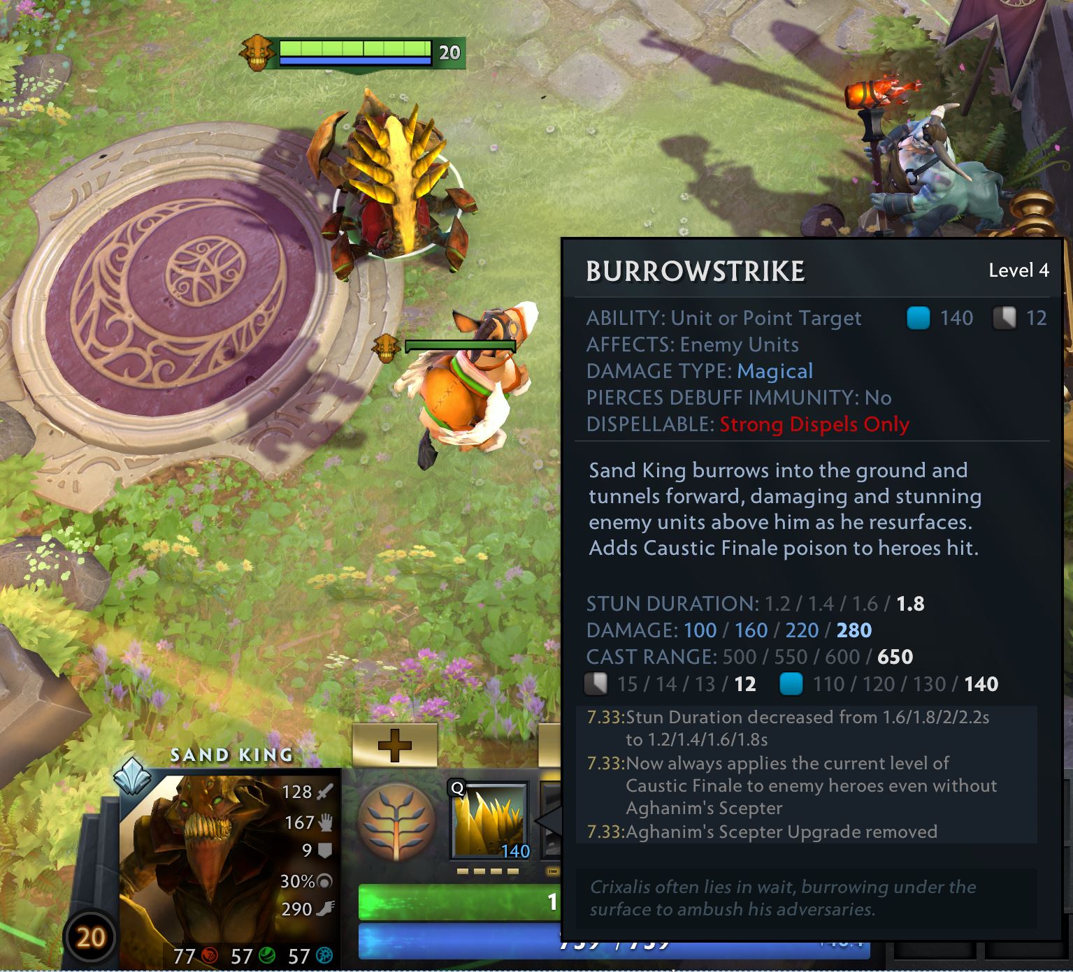 Sand King Lvl 20 2 Sec Burrow Strike Cd Not Working · Issue 8102 · Valvesoftwaredota2 