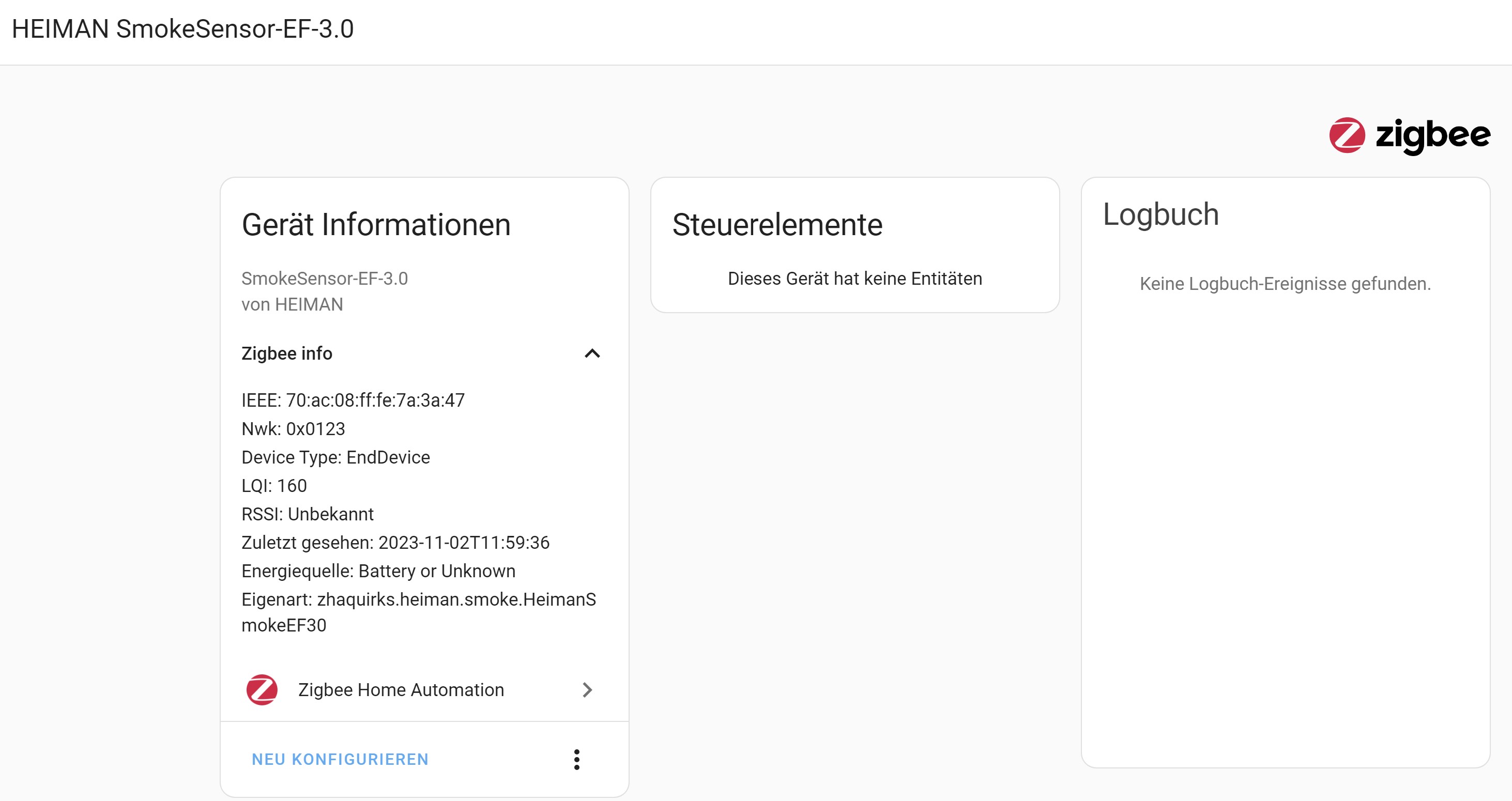 [BUG] Integration Heiman HS1SA-E smoke detector · Issue #2700 · zigpy/zha-device-handlers · GitHub