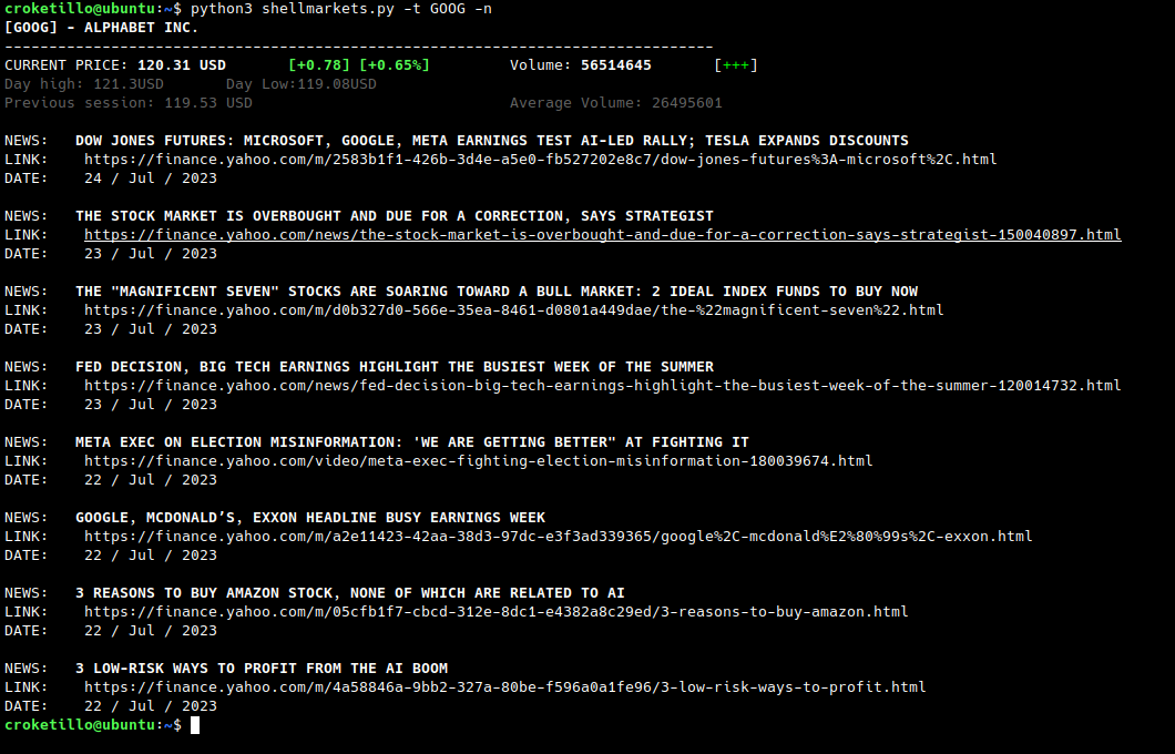 GitHub - croketillo/SHELLMARKETS: Provide markets stock info in the shell