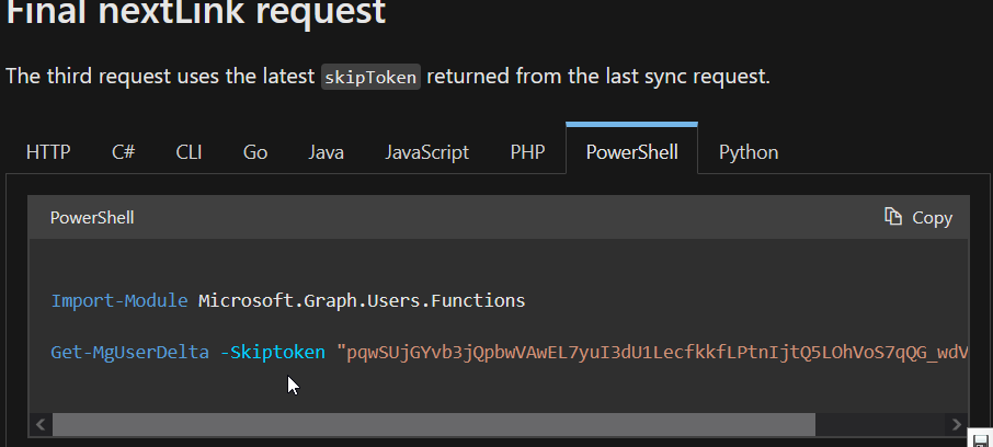 Get-MgGroupDelta : A parameter cannot be found that matches parameter name 'skiptoken'. · Issue ...