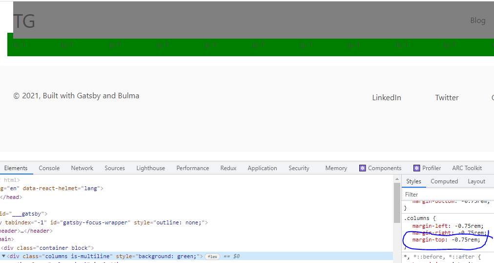 Bulma columns shifts up 0.75 rem · Issue #3463 · jgthms/bulma · GitHub