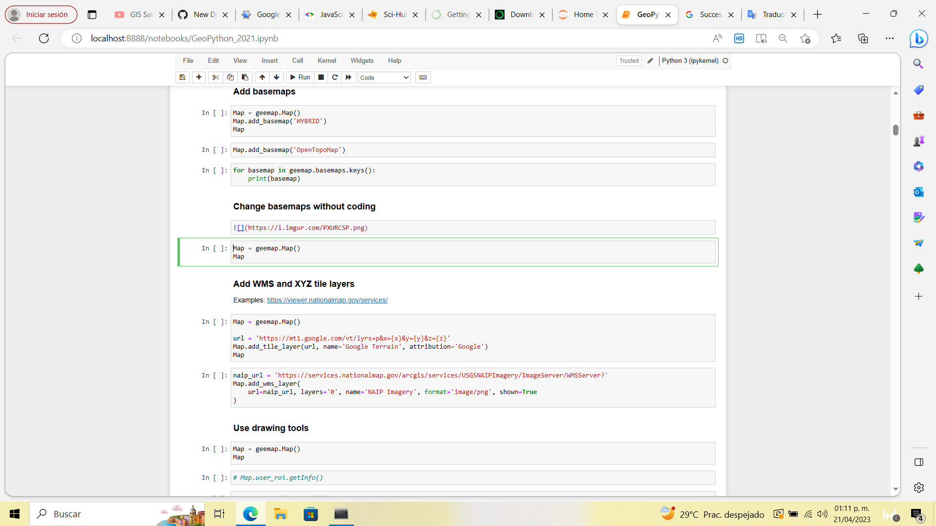 after install geemap.update_package() jupyter don´t show the map ...