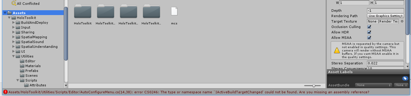 IActiveBuildTargetChanged could not be found · Issue #997 · microsoft/MixedRealityToolkit-Unity ...