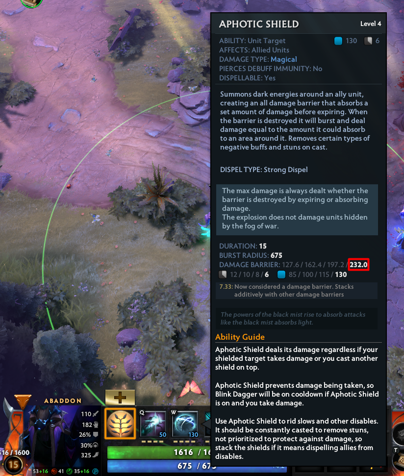Abaddon aphotic shield barrier is not increased by spell amp · Issue ...