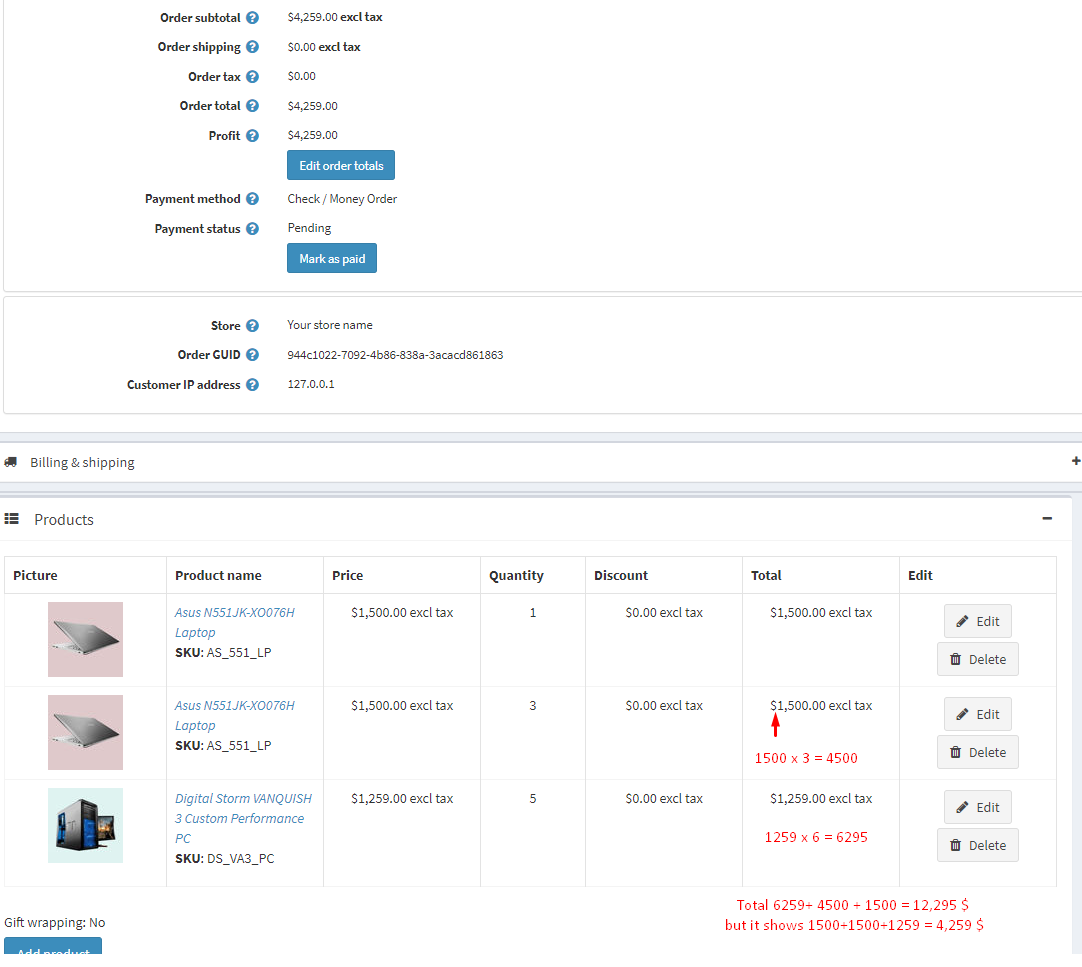 Order total not updating properly from admin area with multiple quantity · Issue #4588 ...