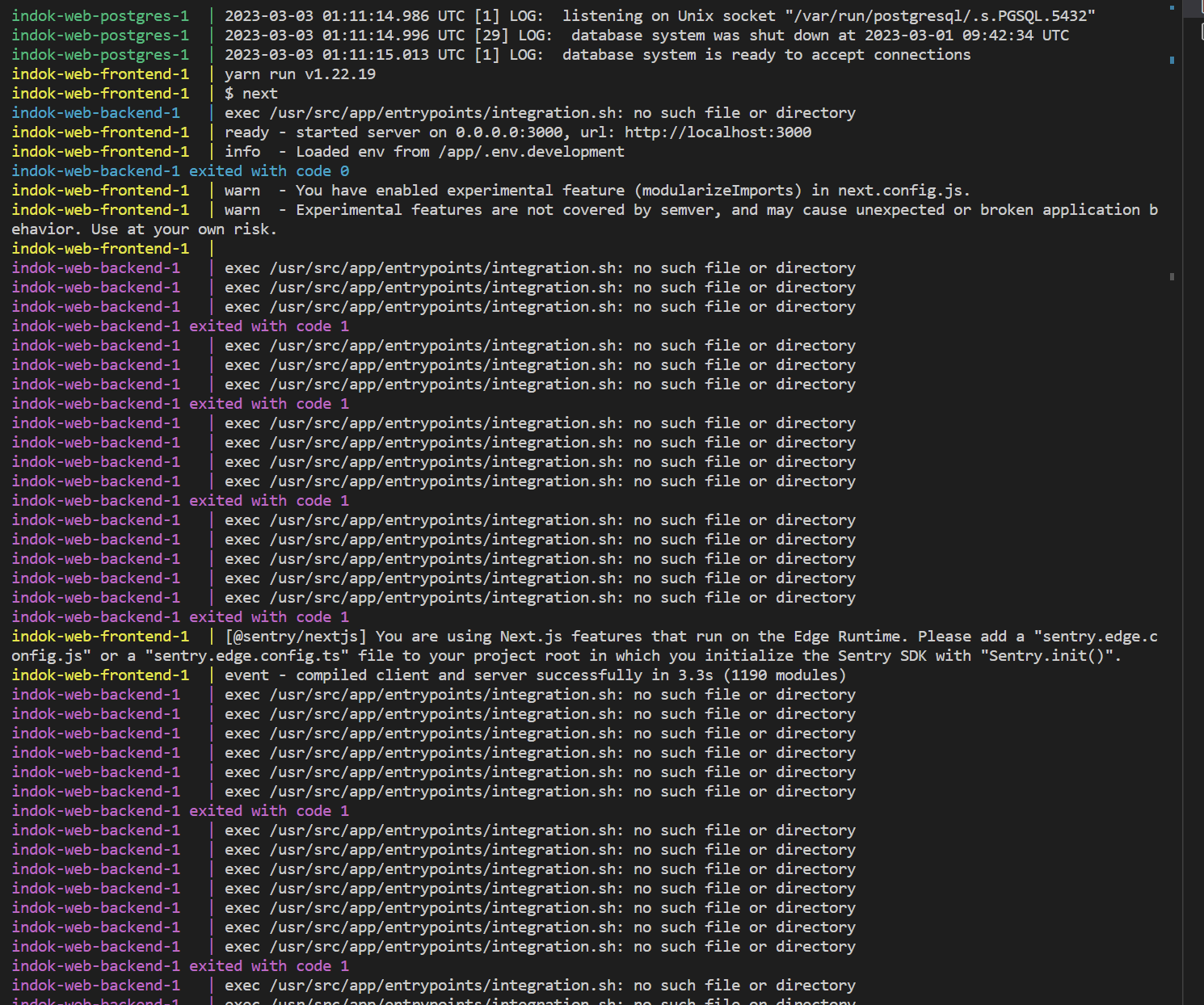 Problem in starting backend · Issue #1499 · rubberdok/indok-web · GitHub