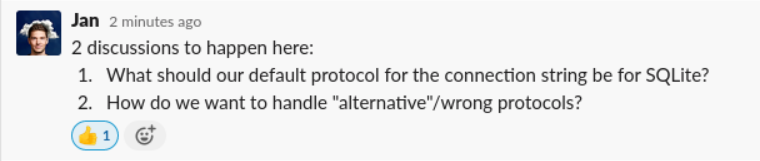 What should be the supported database string/url schemes for SQLite ...