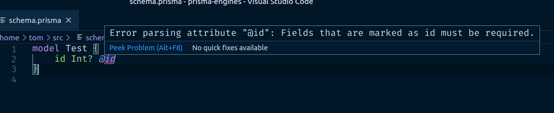 Validation for primary fields being optional · Issue #423 · prisma ...