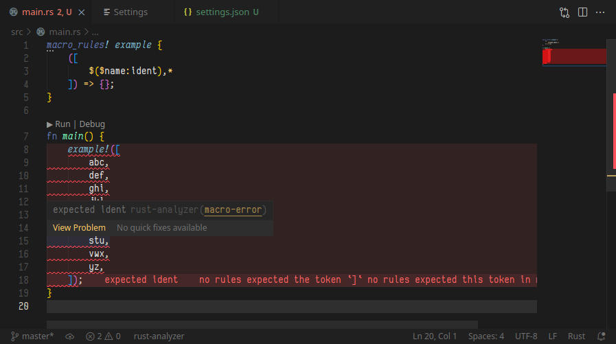 Over-aggressive span for errors in macro invocation · Issue #10433 · rust-lang/rust-analyzer ...