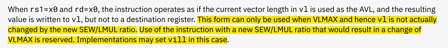 v extension, vsetvl instruction with rd=x0 and rs1=x0 · Issue #1199 · riscv-software-src/riscv ...