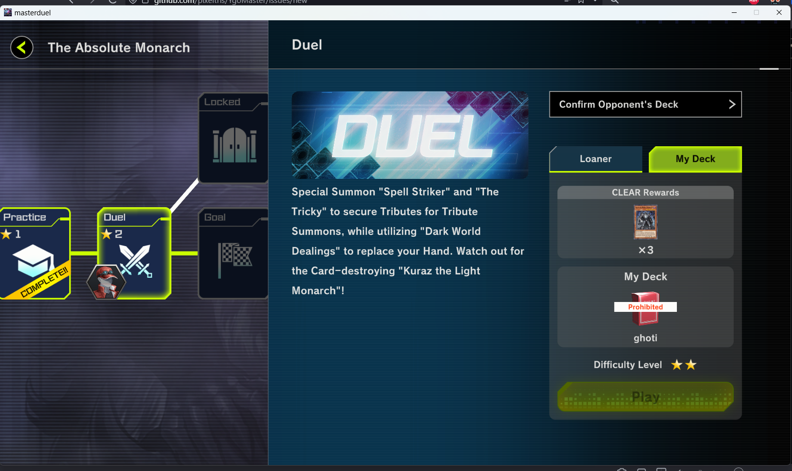 Unable to play custom decks on solo mode "my deck" tab. · Issue #201 · pixeltris/YgoMaster · GitHub