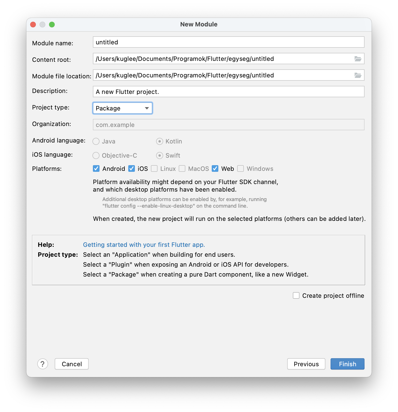 The "--platforms" argument is not supported in package template ...