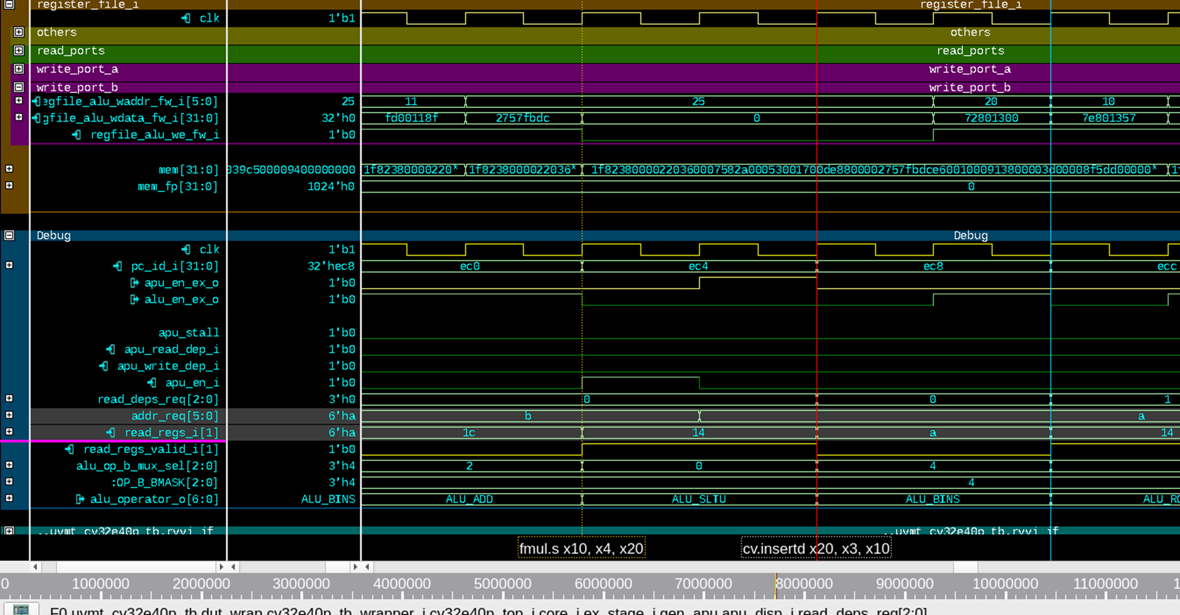 data forward violation when custom xpulp instruction, cv.insertr followed by fp instructions ...