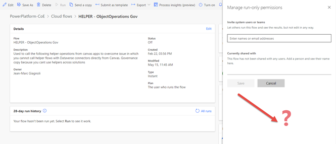 [CoE Starter Kit - BUG] Impossible to turn ON flow " HELPER - ObjectOperations Gov" · Issue ...