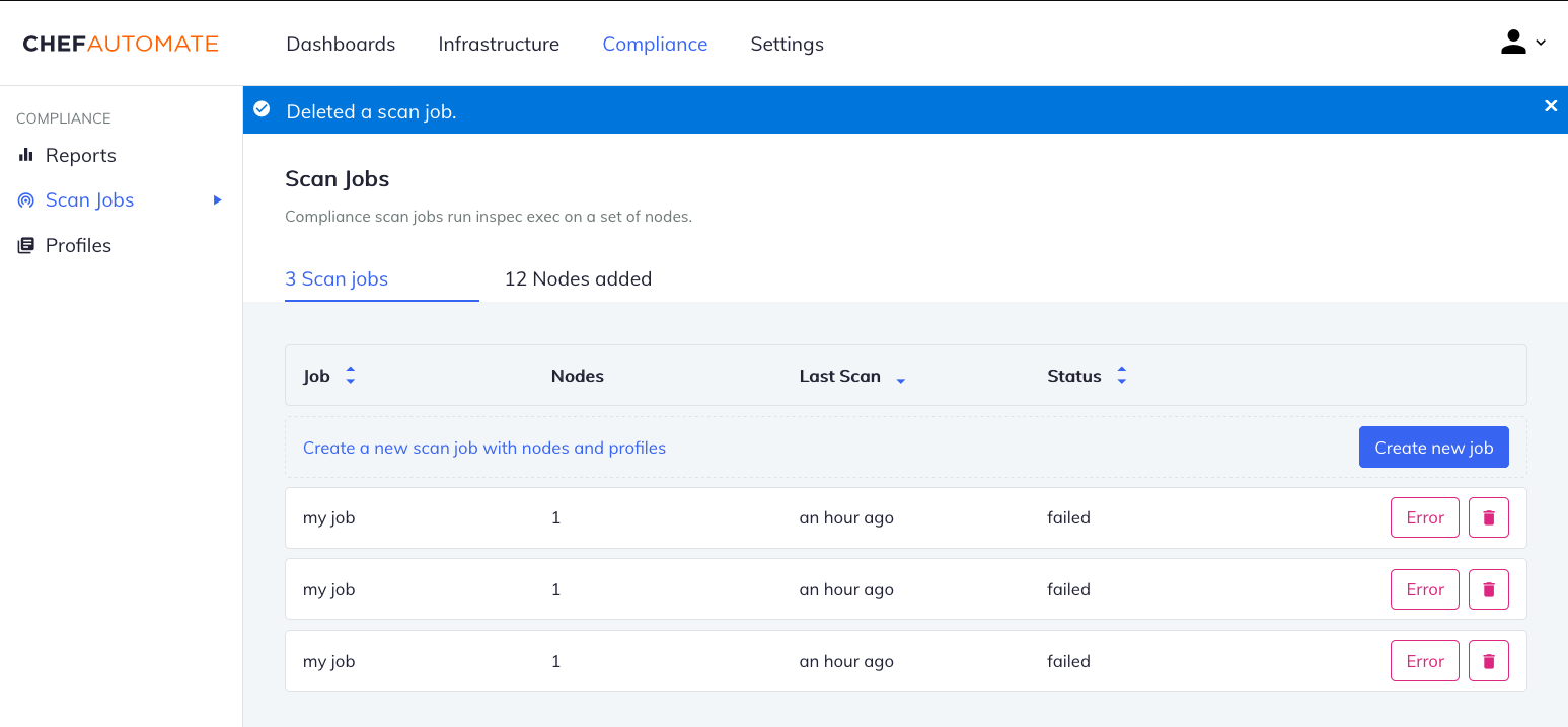 ui: add a success/failure message after deletion of a scan job. · Issue ...