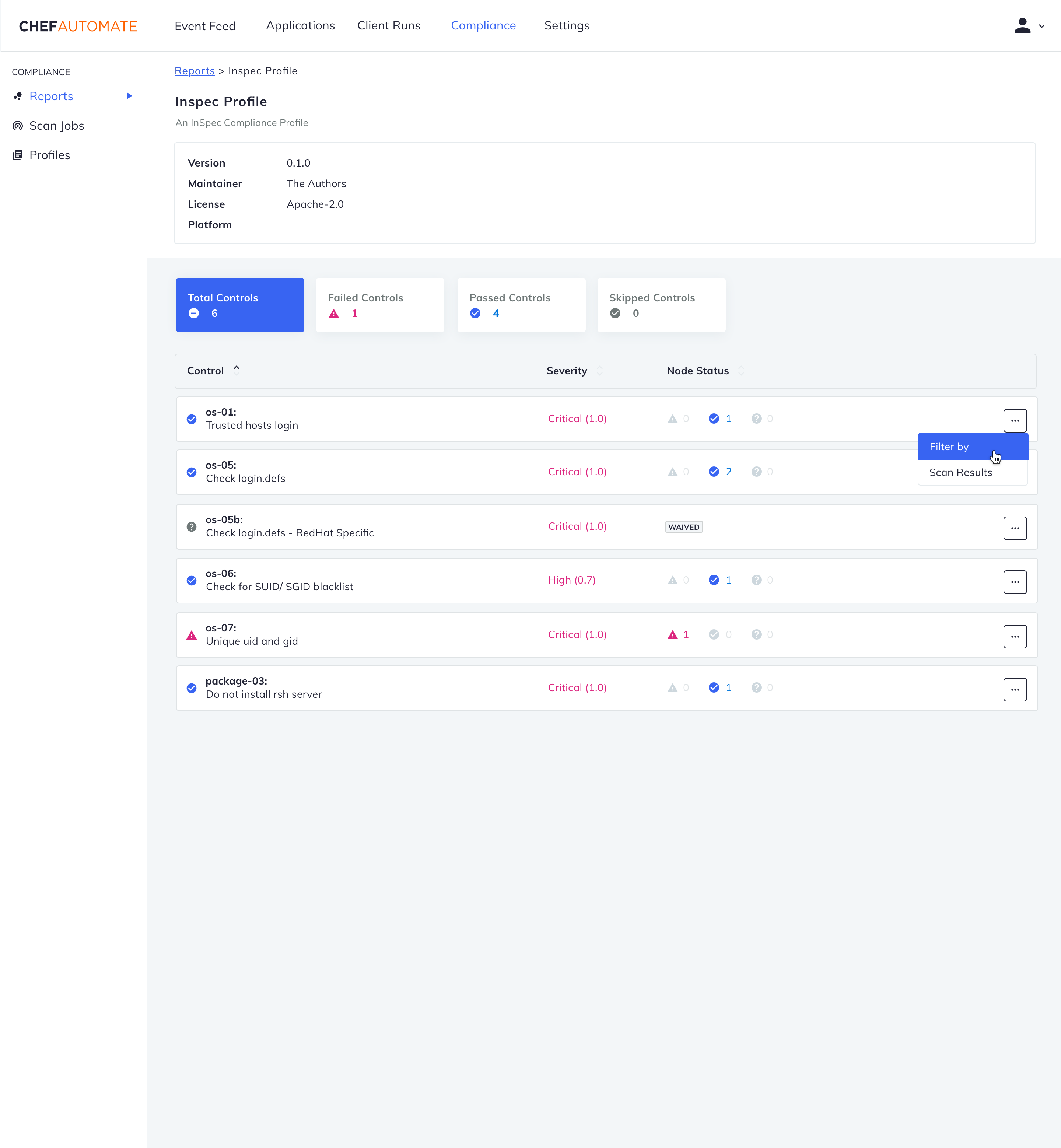 ui: displayed report reflects exception status of controls · Issue #1337 · chef/automate · GitHub