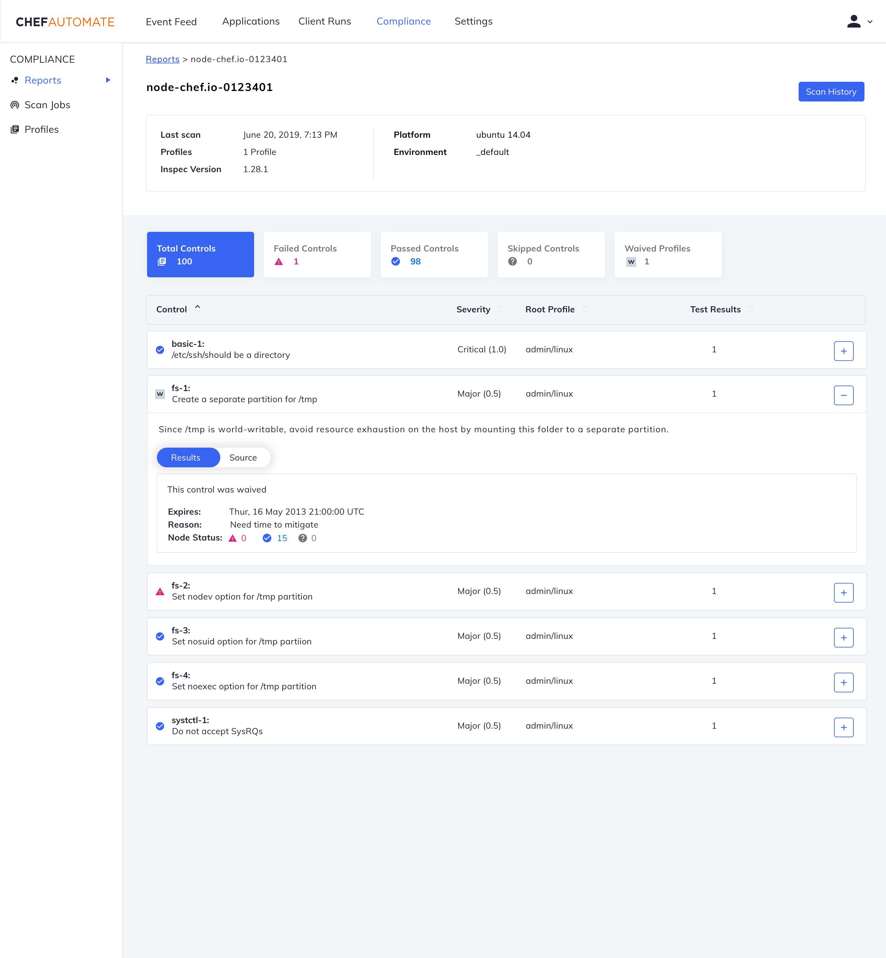 ui: Waivers - Compliance node detail page displays waived controls · Issue #2557 · chef/automate ...