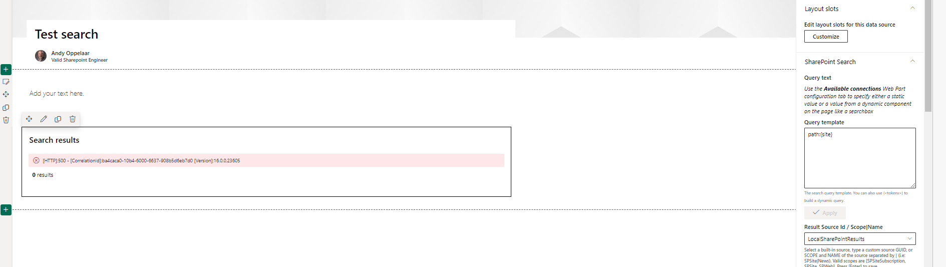 Pnp Search thtowing error: [HTTP]:500 - [CorrelationId]:ba4caca0-10b4-6000-6637-908b5d6eb7d0 ...