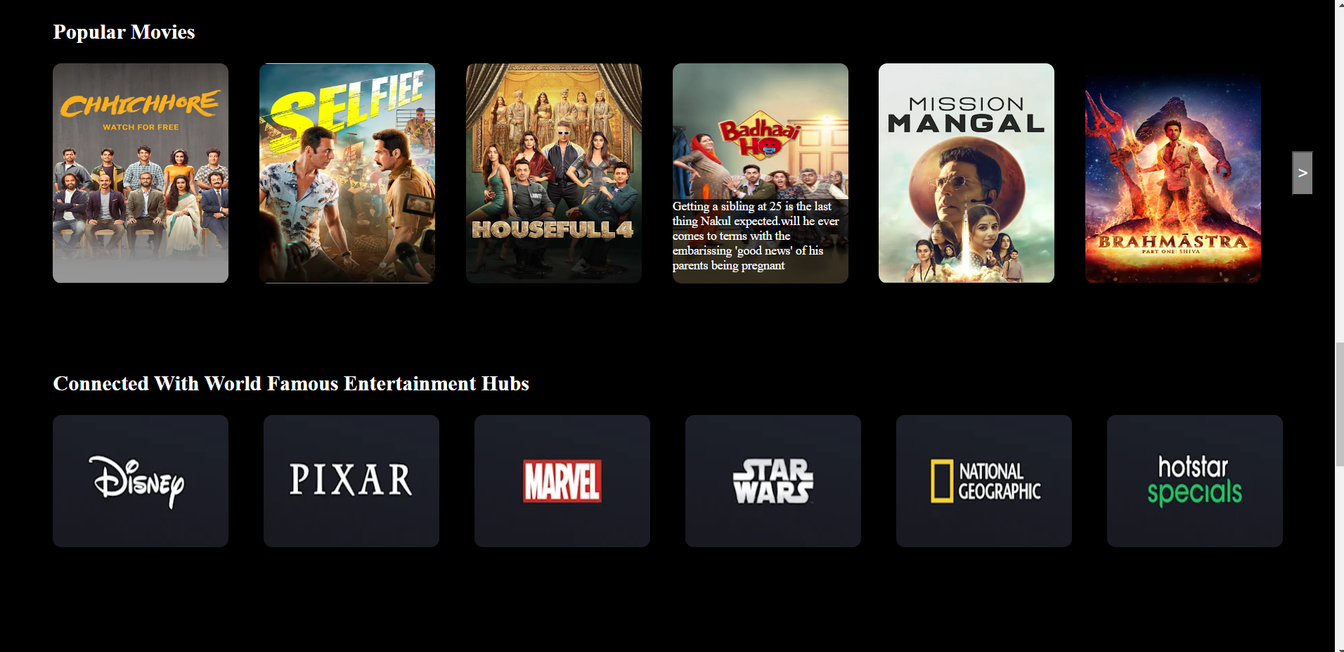 Github Prekshasonihotstarclone Tried Creating Hotstar Clone Using Only Html And Css With