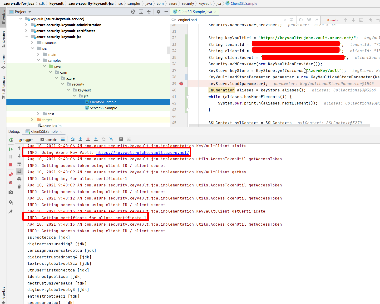 [bug] Jca Client Stuck On Keystore Enginegetcertificate · Issue 23427 · Azure Azure Sdk For