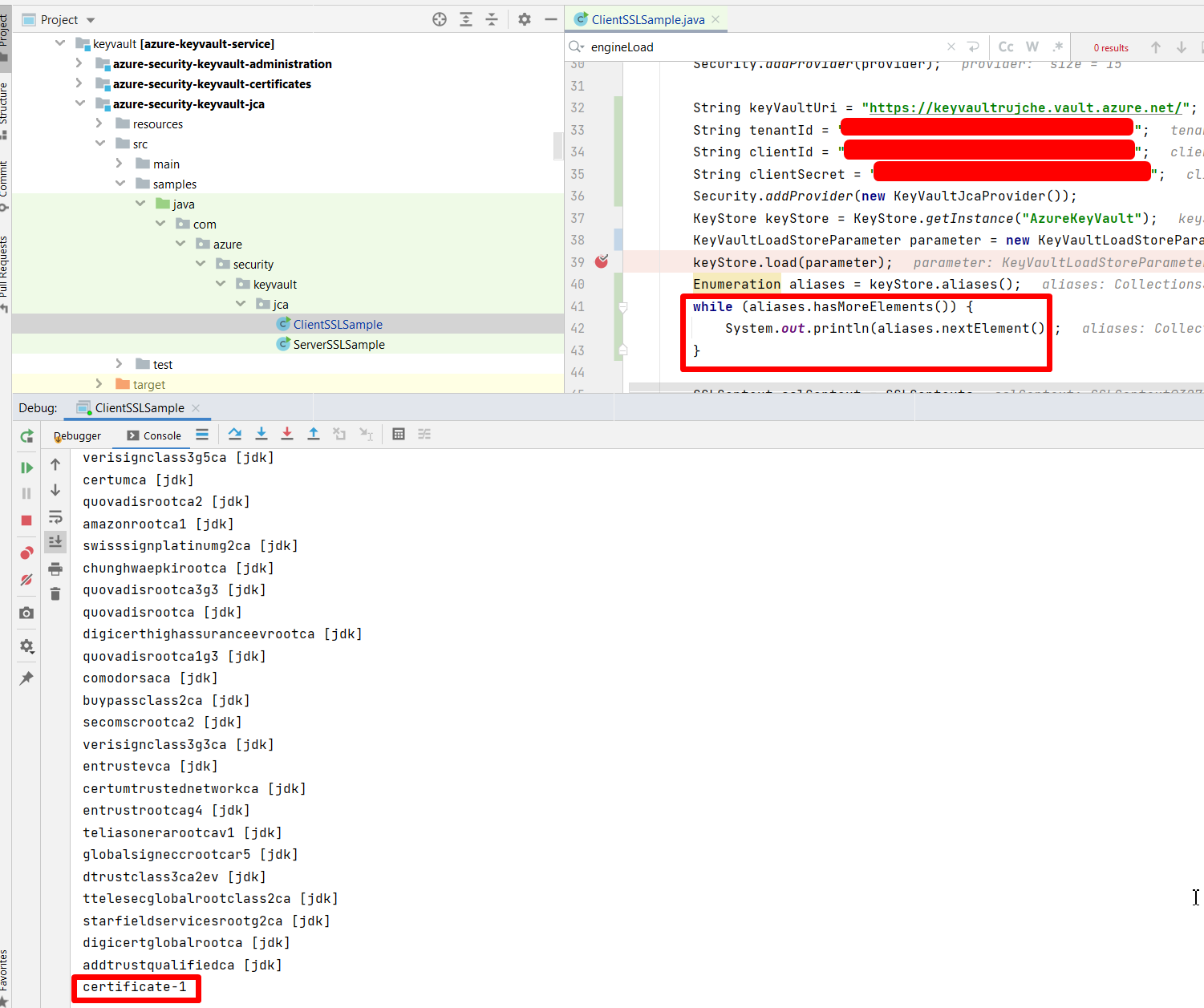 [BUG] JCA client stuck on KeyStore engineGetCertificate · Issue #23427 · Azure/azure-sdk-for ...