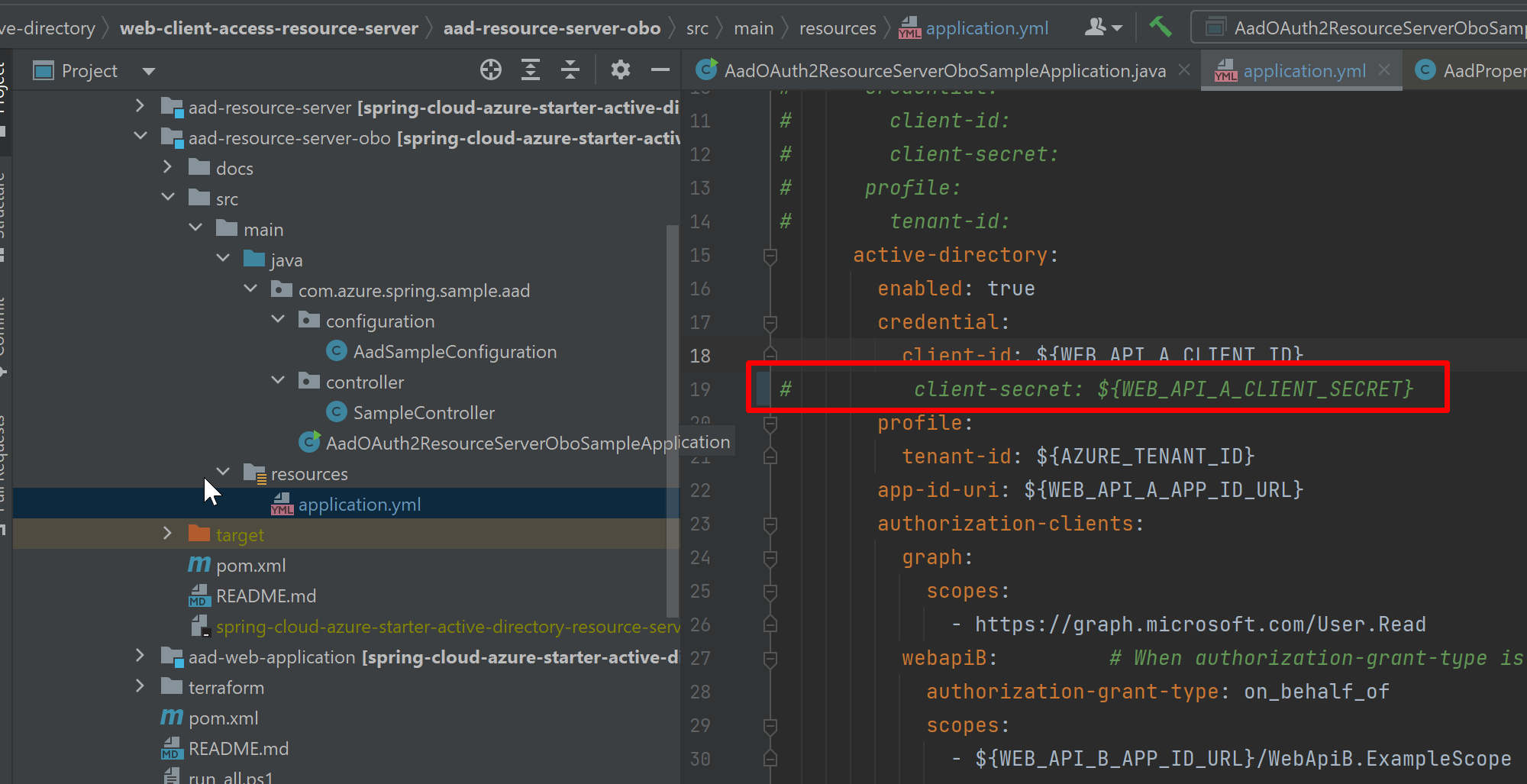 [BUG] AadPropertiesConfiguration missing client-secret value if it is provided from ENV or CLI ...