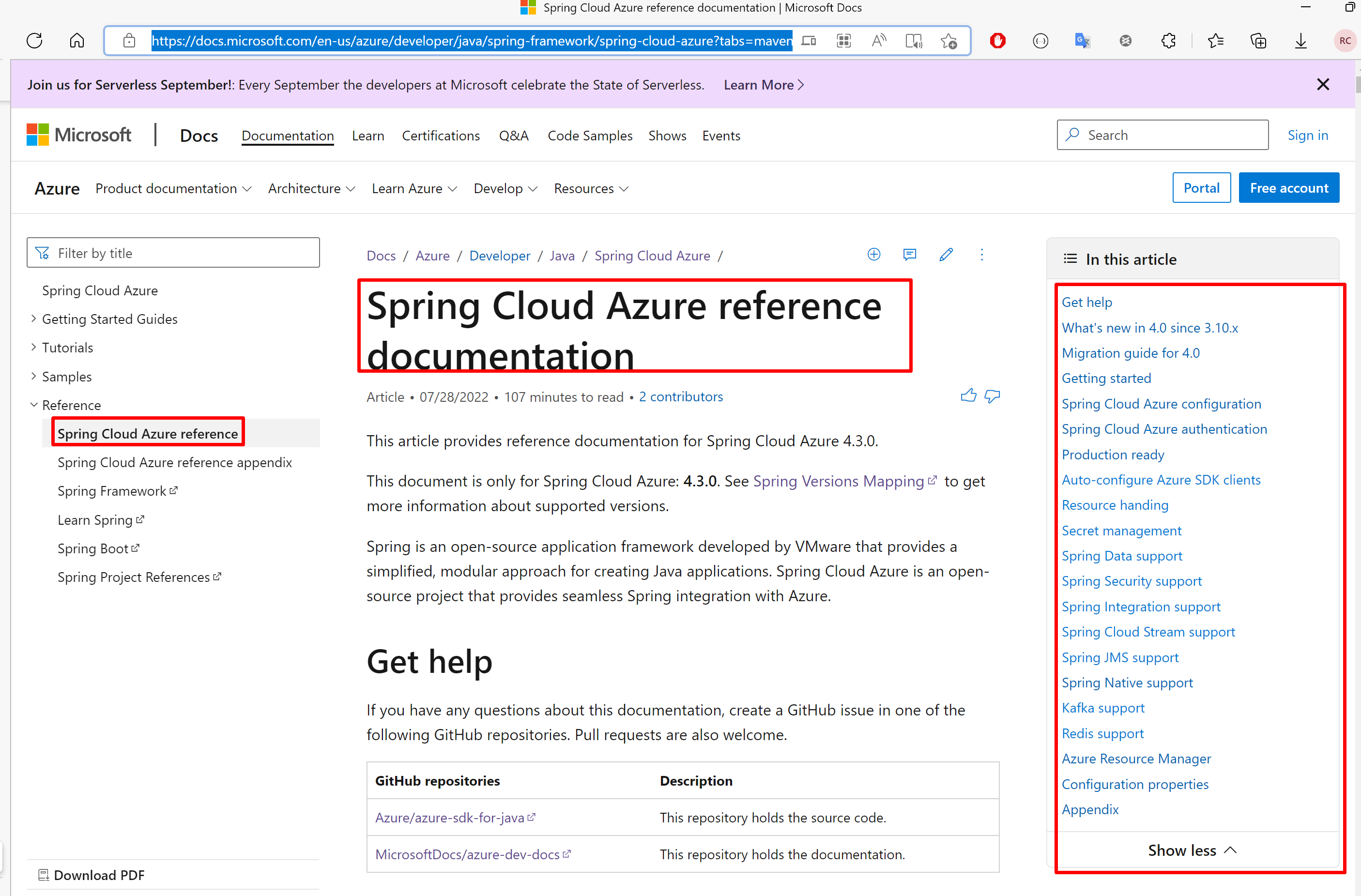 Split `Spring Cloud Azure Reference Doc` into multi pages. · Issue #30847 · Azure/azure-sdk-for ...