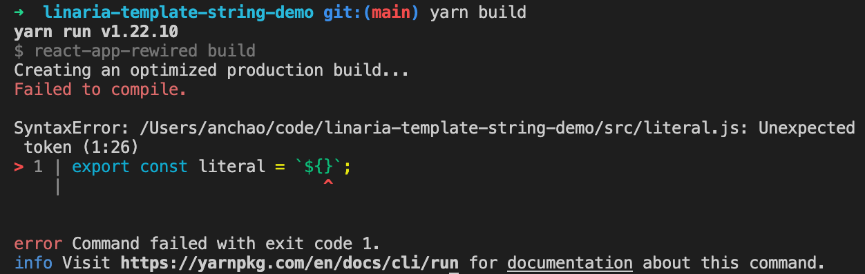 Build failed for js literal template · Issue #1039 · callstack/linaria · GitHub