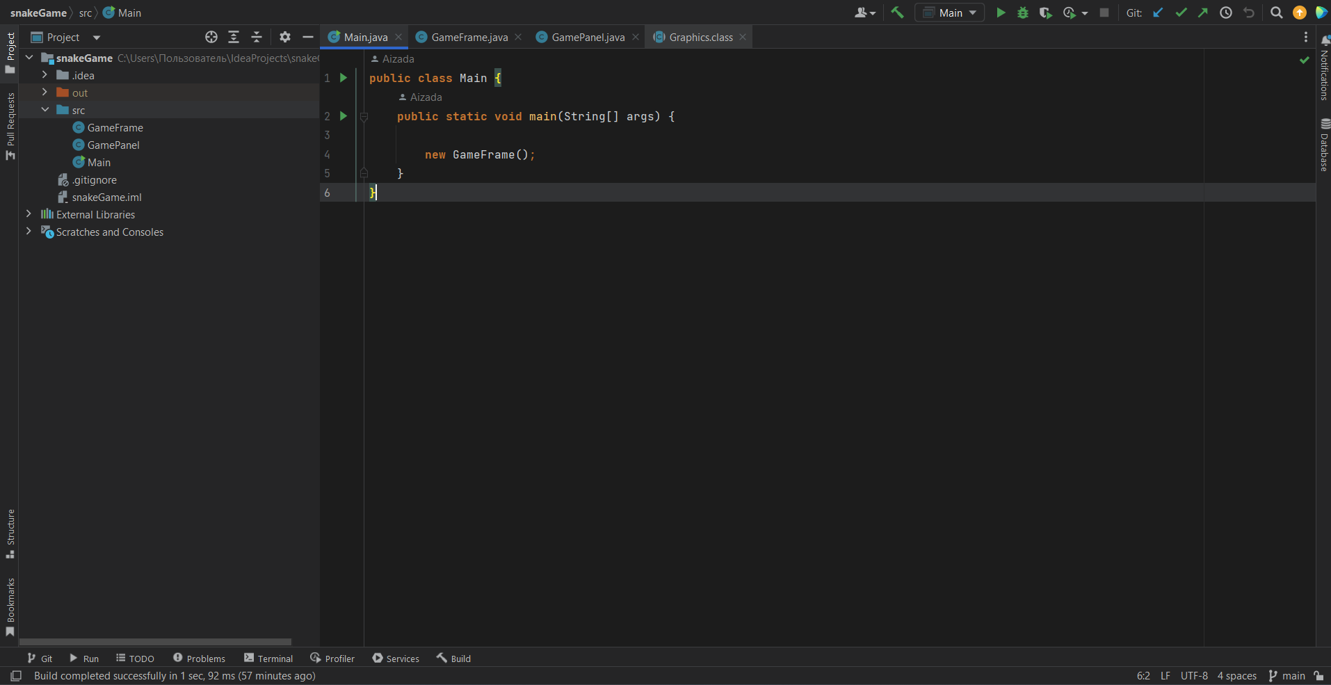 GitHub - Aizada30/SnakeGame