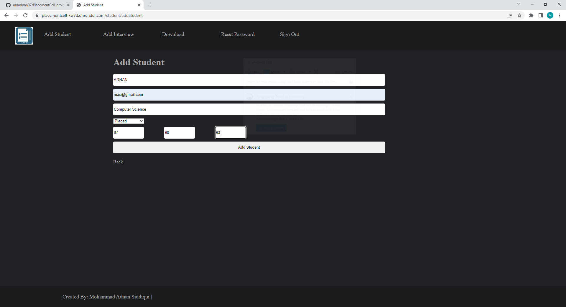 GitHub - mdadnan07/PlacementCell-project: This Placement cell web ...