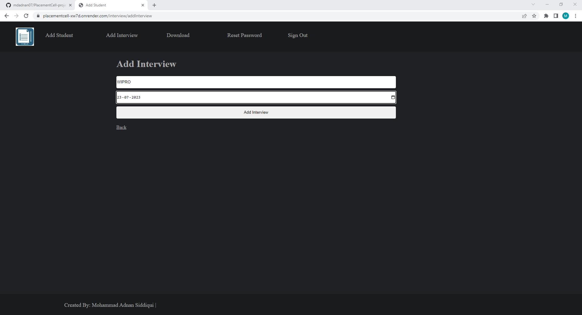 GitHub - mdadnan07/PlacementCell-project: This Placement cell web ...