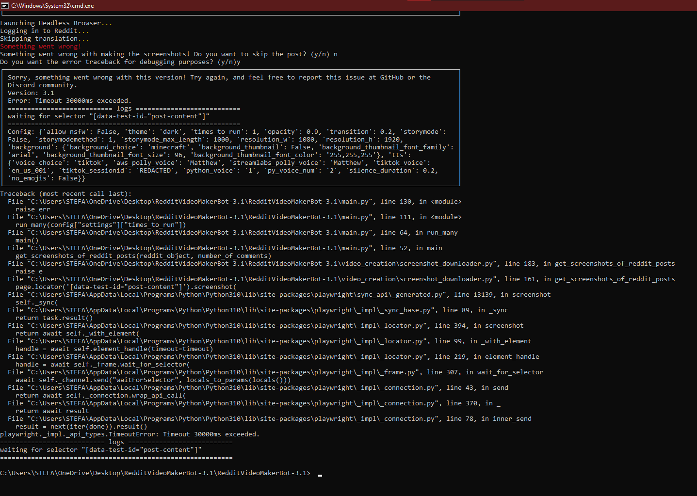 [Bug]: Something went wrong with making the screenshots! · Issue #1594 ...