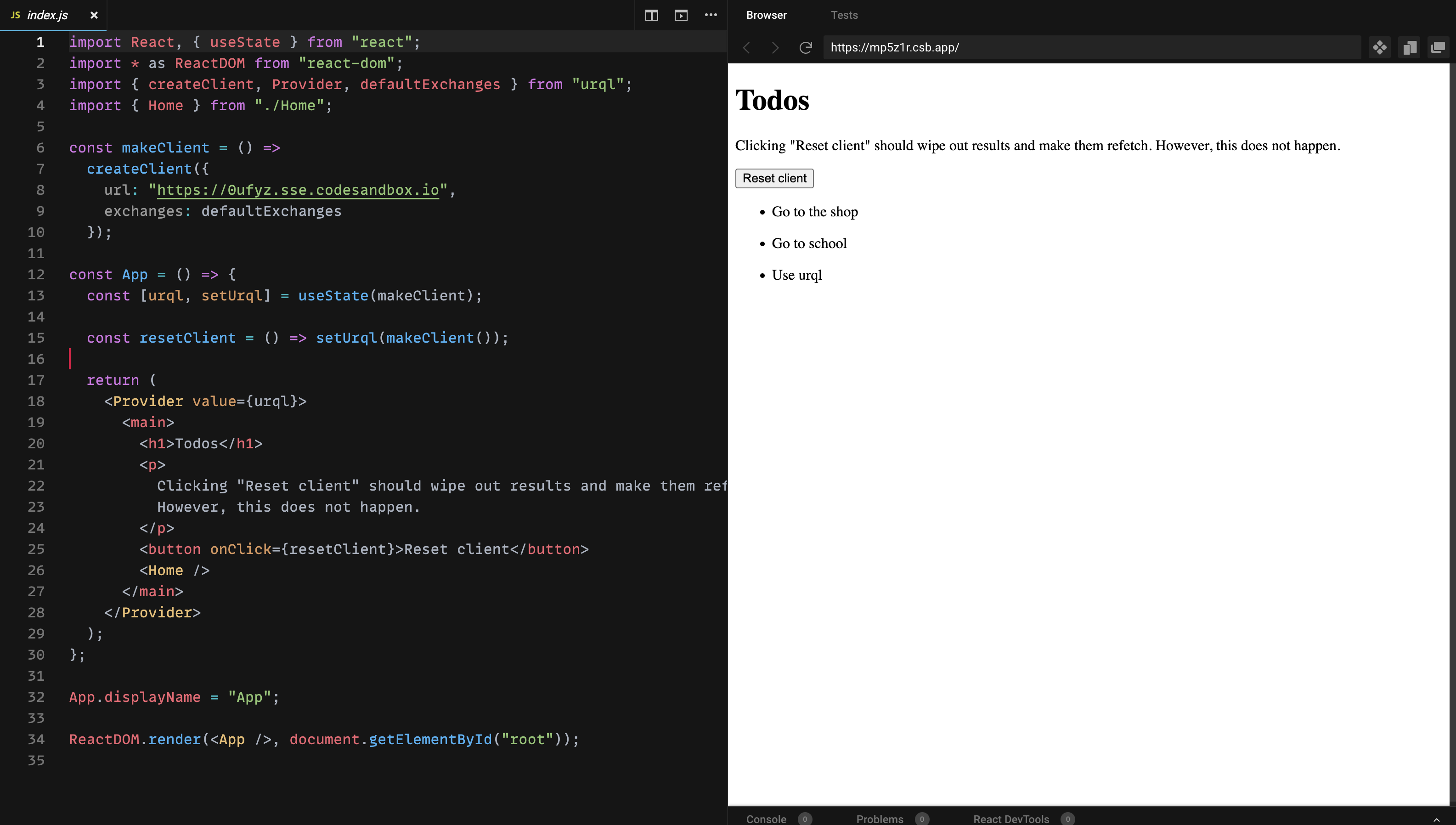 Cache doesn't invalidate when creating a new client · Issue #2511 · urql-graphql/urql · GitHub
