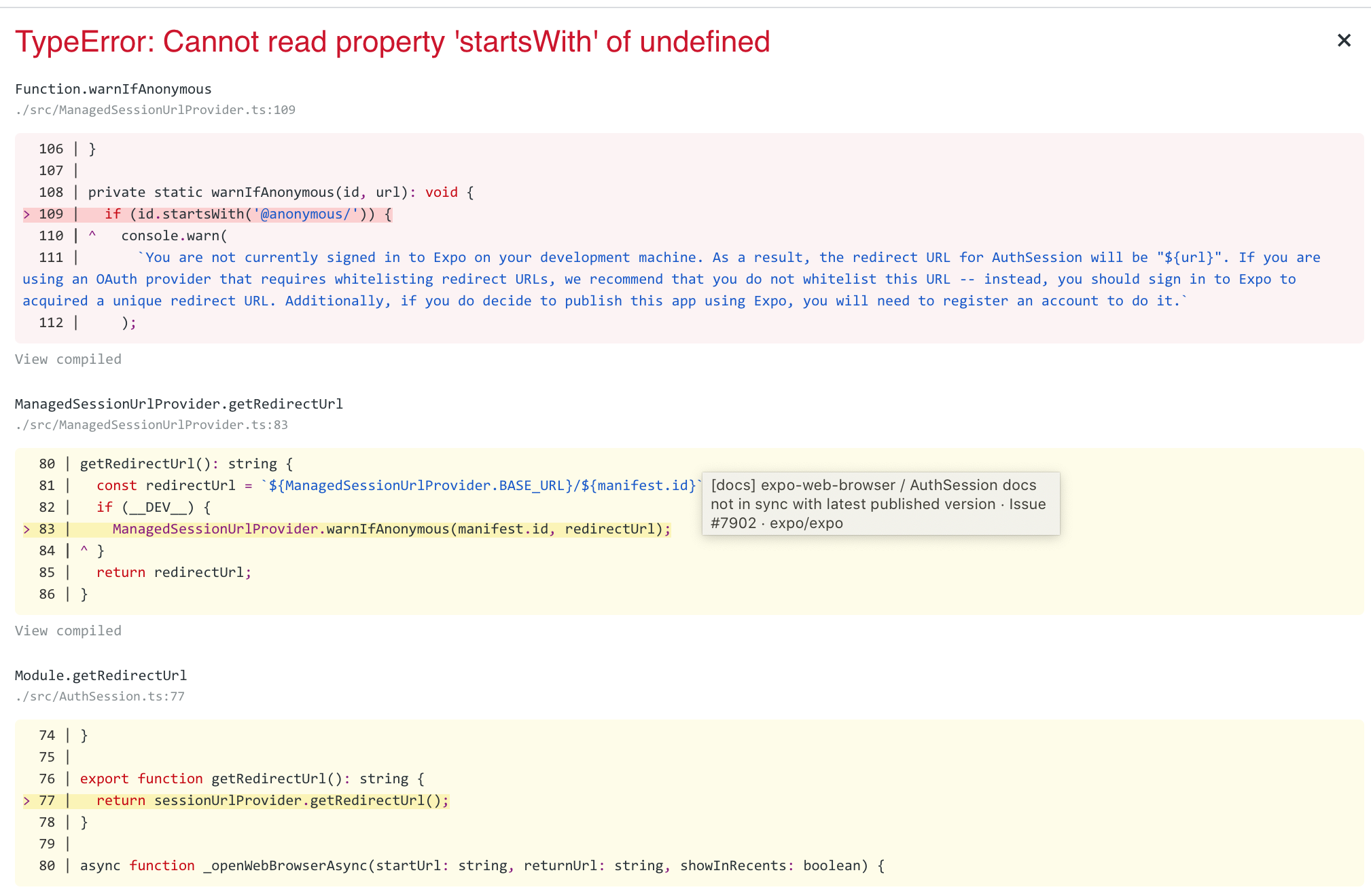 Web Expo Auth Session Getredirecturl Throws Error · Issue 7905
