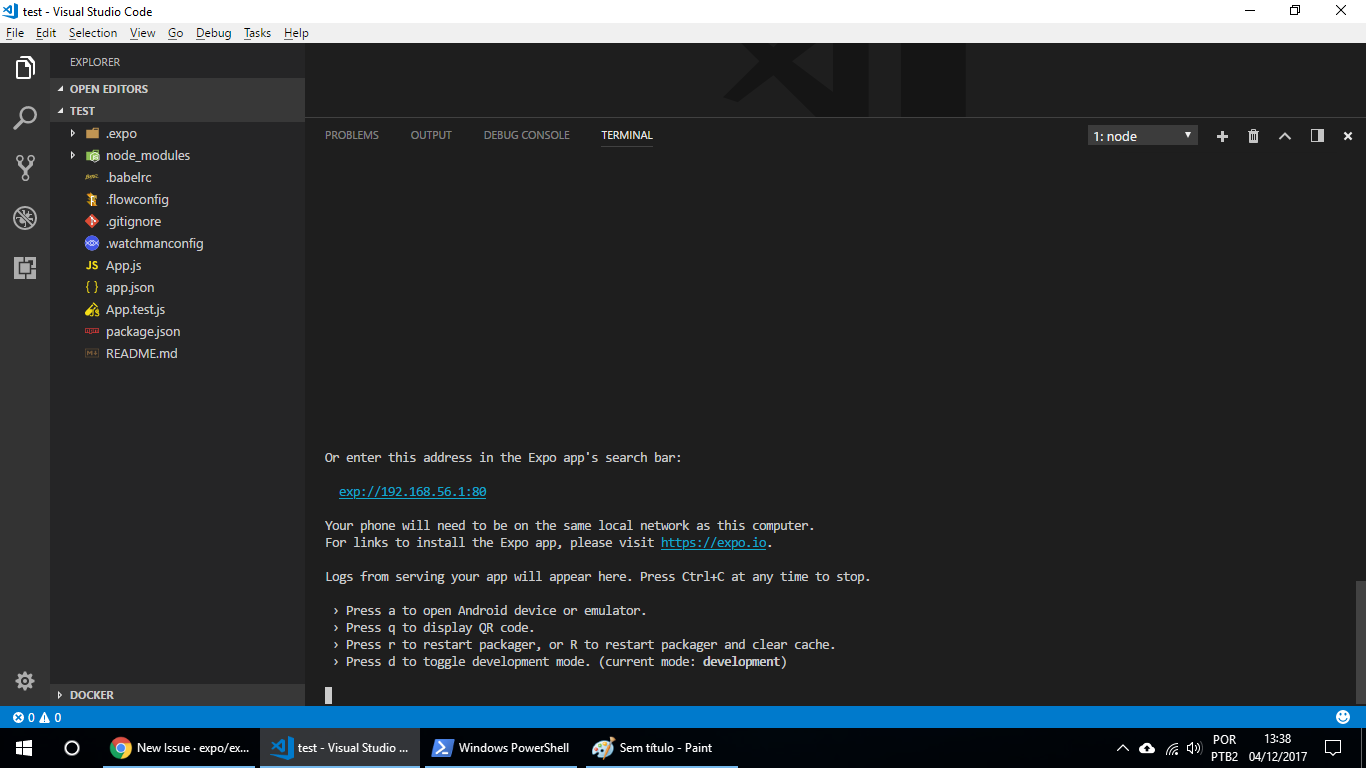 QR Code doesn't display in VSCode embedded terminal · Issue #1059 · expo/expo · GitHub
