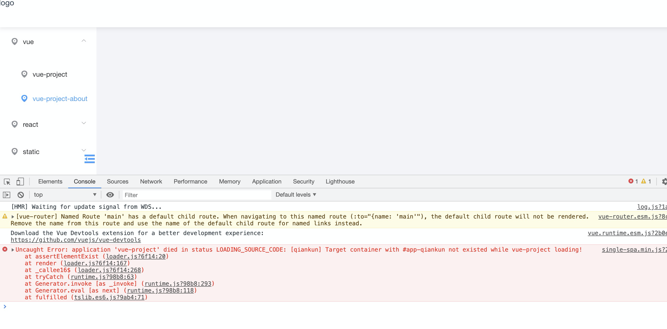 页面刷新子应用加载不了 · Issue #1 · FoneQinrf/qiankun-project · GitHub