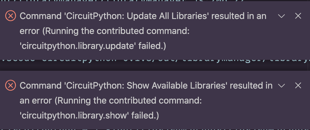 Bug Unable To List Install Or Update Libraries · Issue 35 · Joedevivovscode Circuitpython 