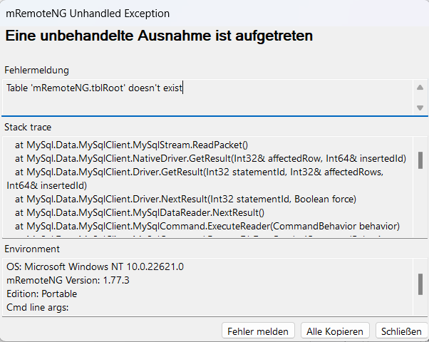 MySQL database connection needs a table · Issue #2429 · mRemoteNG/mRemoteNG · GitHub