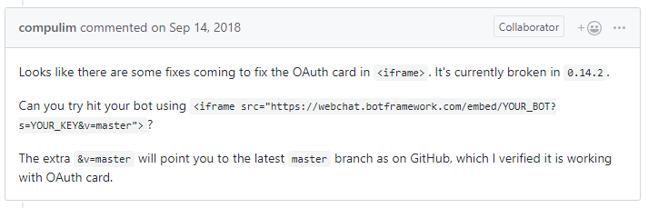 Oauth signin card - 400 Error on getsessionId · Issue #1656 · microsoft/BotFramework-WebChat ...