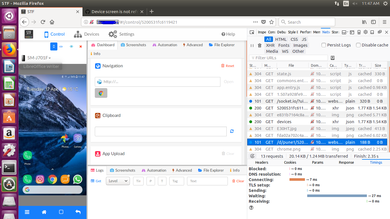 Device screen is not refreshed on STF,Interaction worksfine · Issue #847 · openstf/stf · GitHub