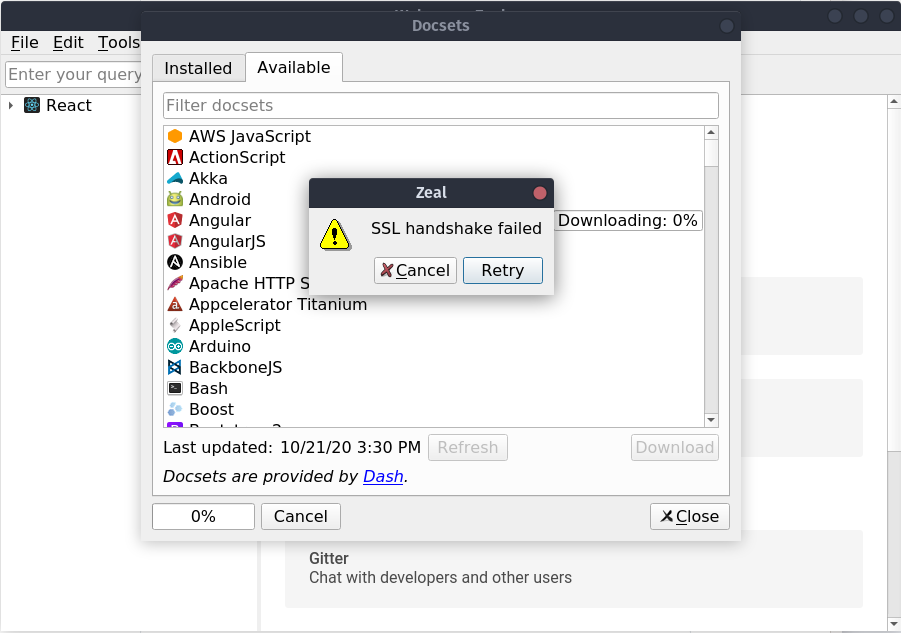 Getting Ssl Handshake Error While Downloading A Docset · Issue 1294 · Zealdocszeal · Github