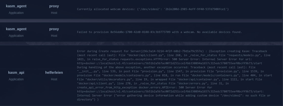 [Bug] - PreExisting Webcam seems to let workspaces fail on first startup · Issue #469 · kasmtech ...