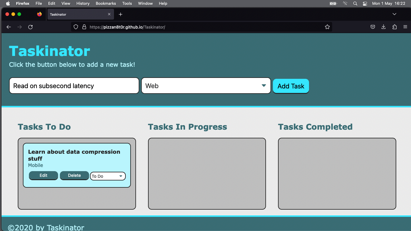 GitHub - Pizzan8t0r/Taskinator: A simple web application where you can save, edit and delete the ...