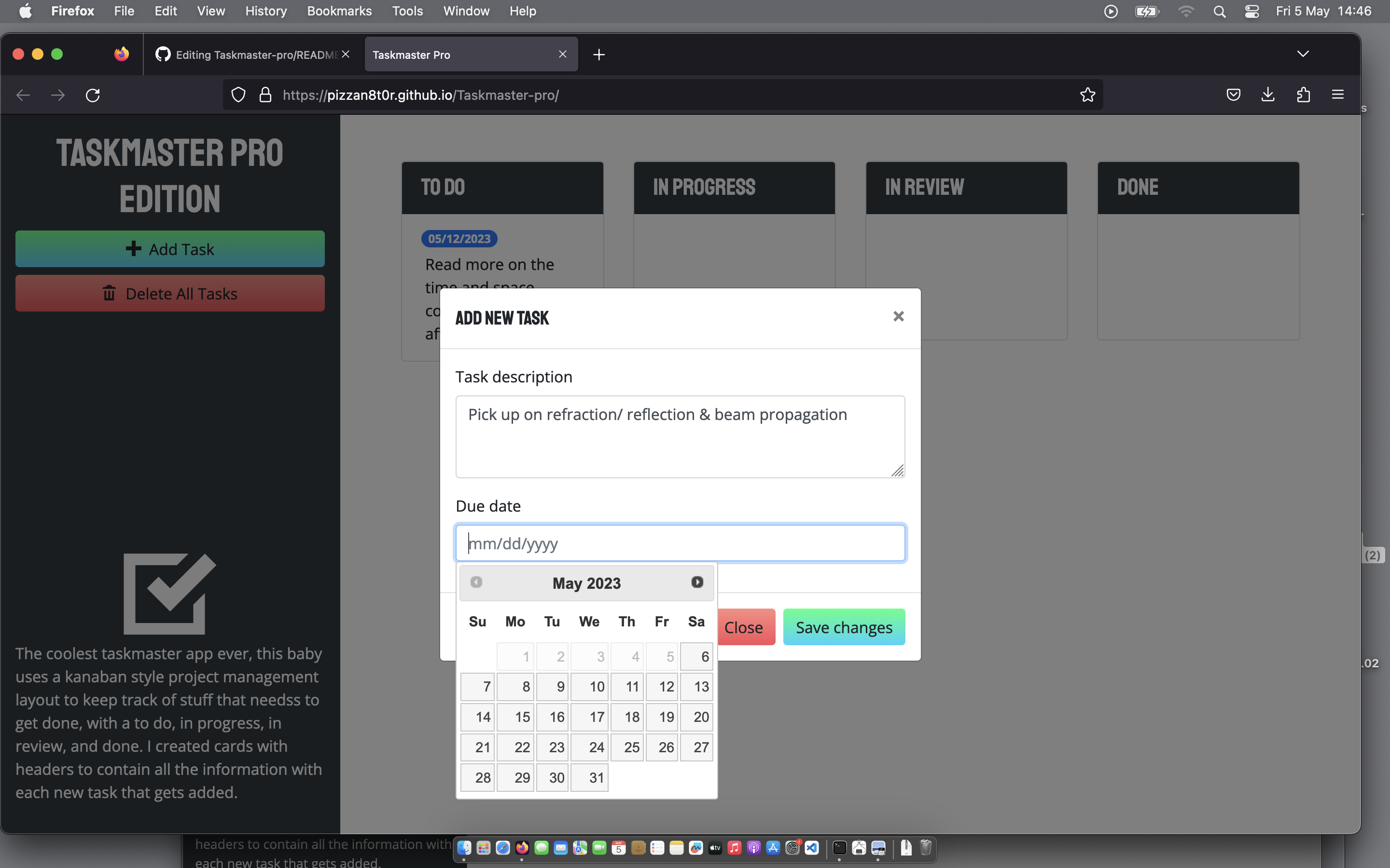 GitHub - Pizzan8t0r/Taskmaster-pro: You can add a task to the board, drag it across the sections ...