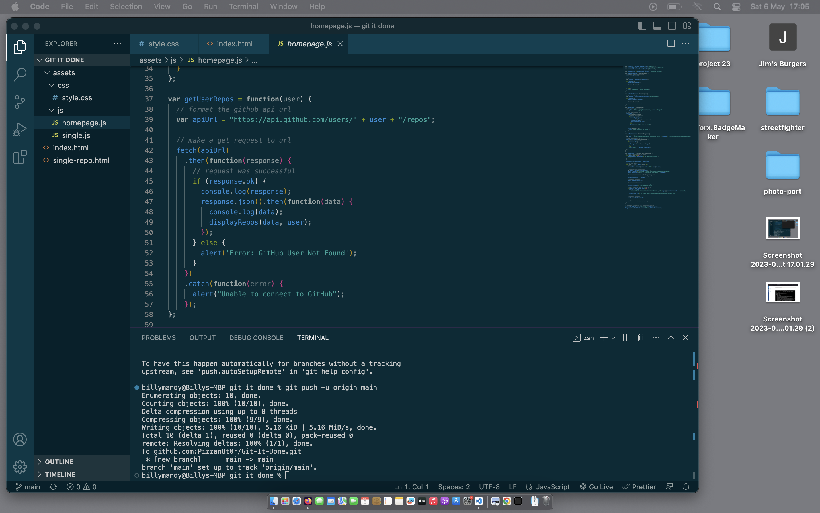 GitHub - Pizzan8t0r/Git-It-Done: This web app fetches a github user's repositories using the ...