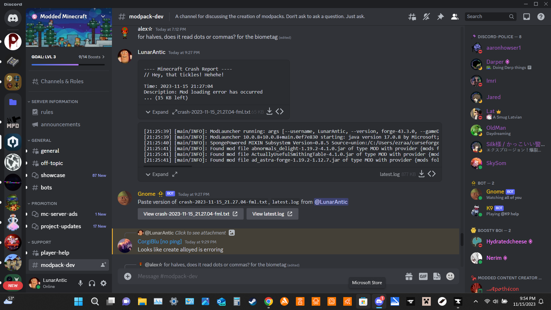 Farmers Delight crashes the whole modpack because of something fucky with the compat knives ...